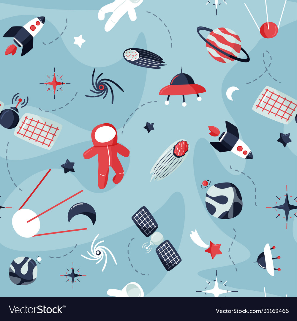 Cute space seamless pattern colorful kids Vector Image Cute space seamless pattern colorful kids Vector Image