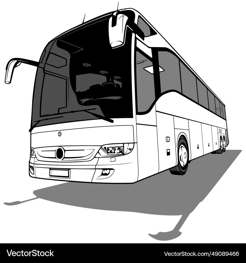Drawing of a intercity bus from front view Vector Image