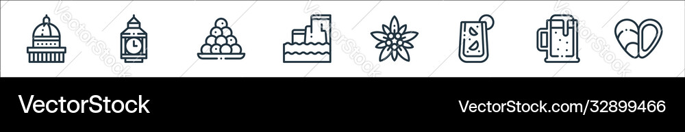 Europe line icons linear set quality line set Vector Image