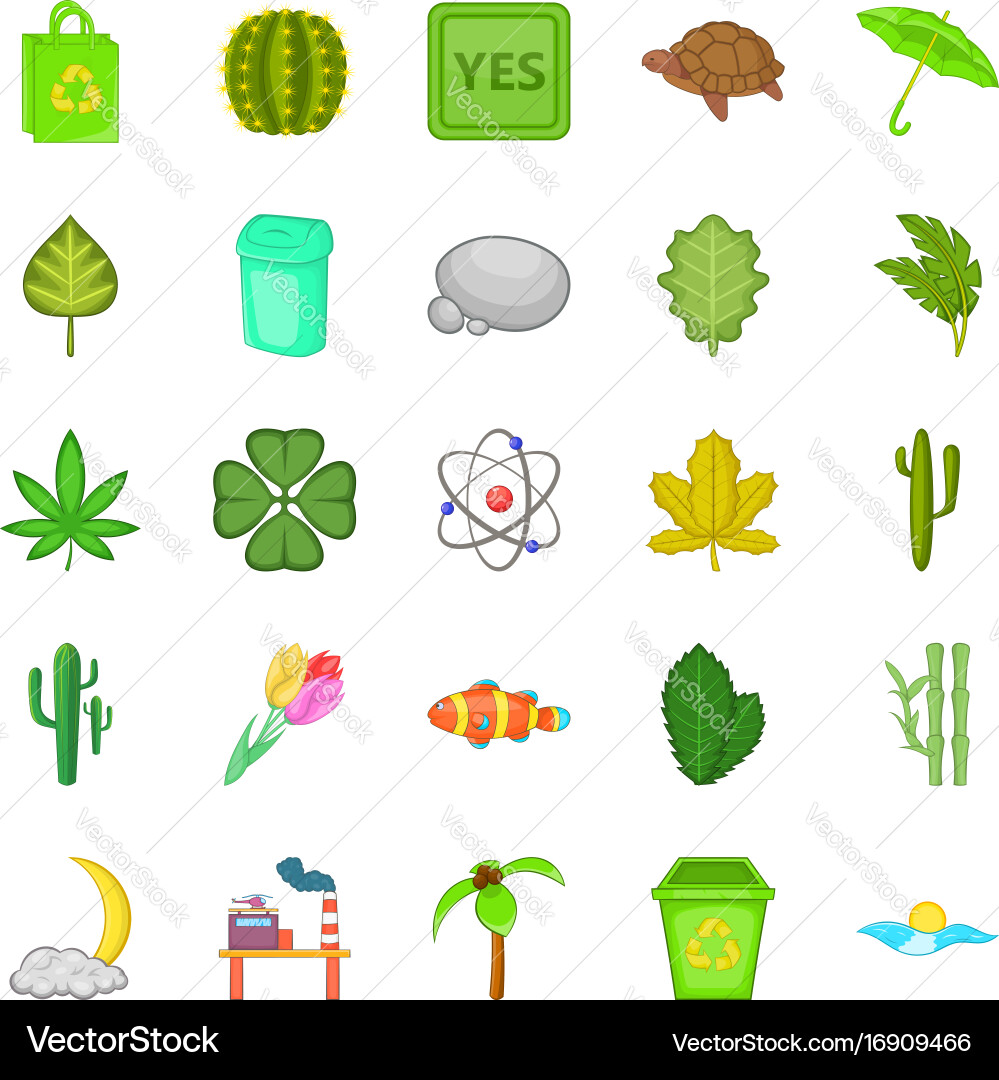Fresh icons set cartoon style Royalty Free Vector Image
