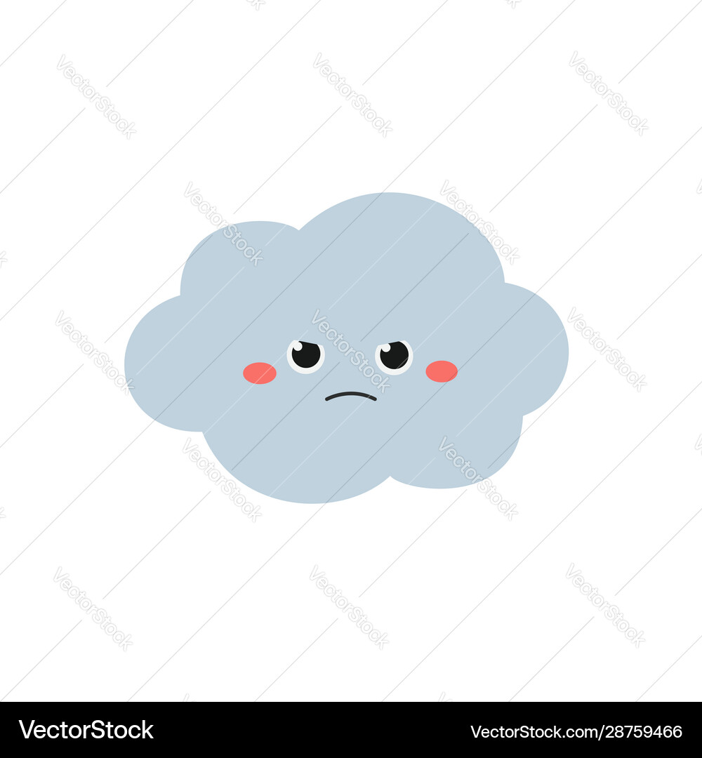 Gloomy cartoon cloud character in flat style Vector Image
