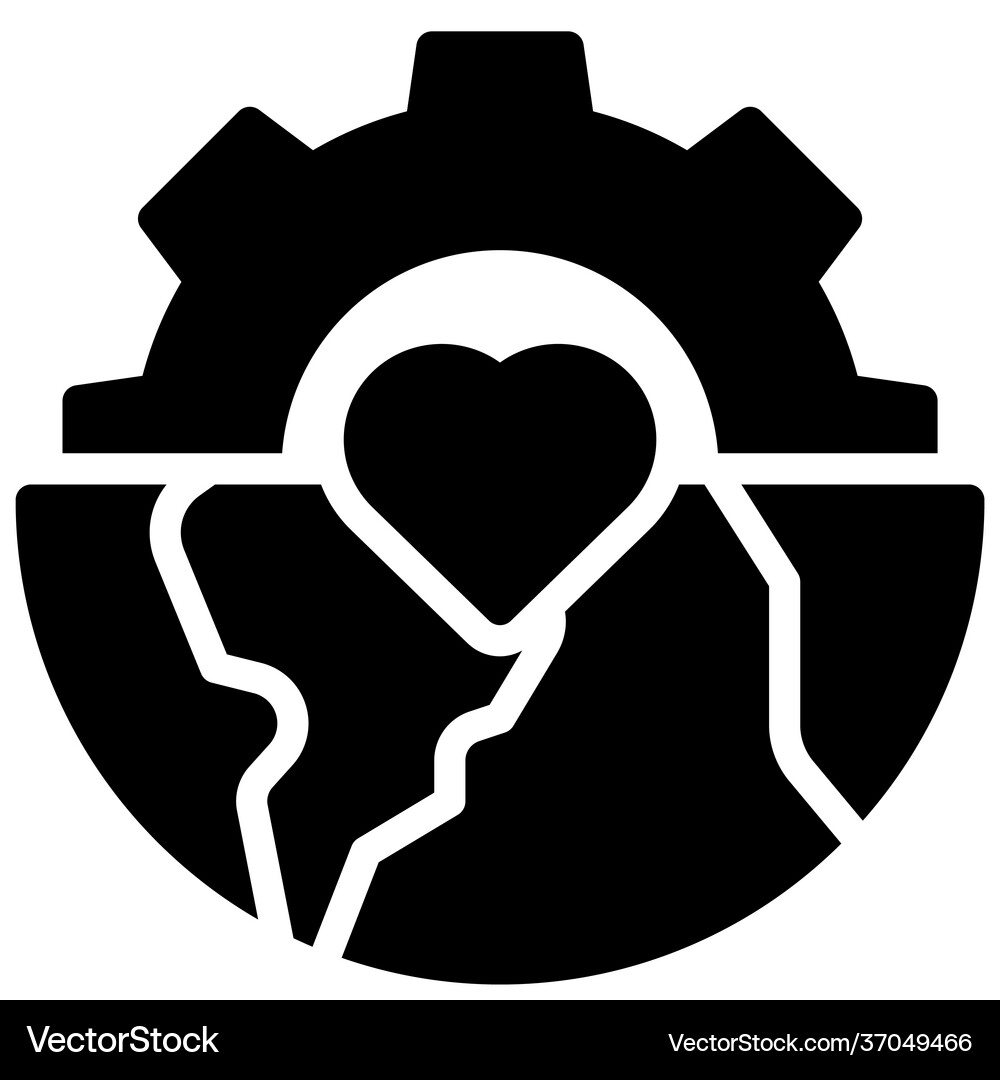 Half gear with earth icon day related Royalty Free Vector