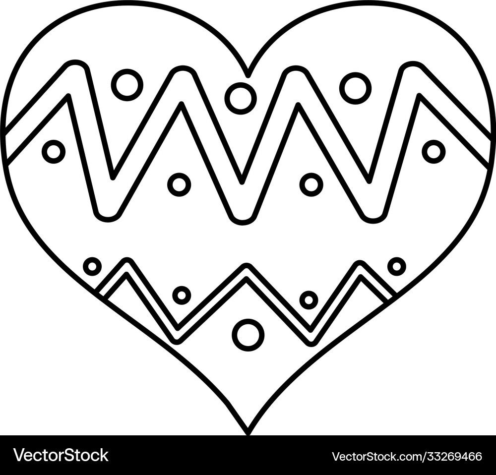 Heart with mexican design line style Royalty Free Vector