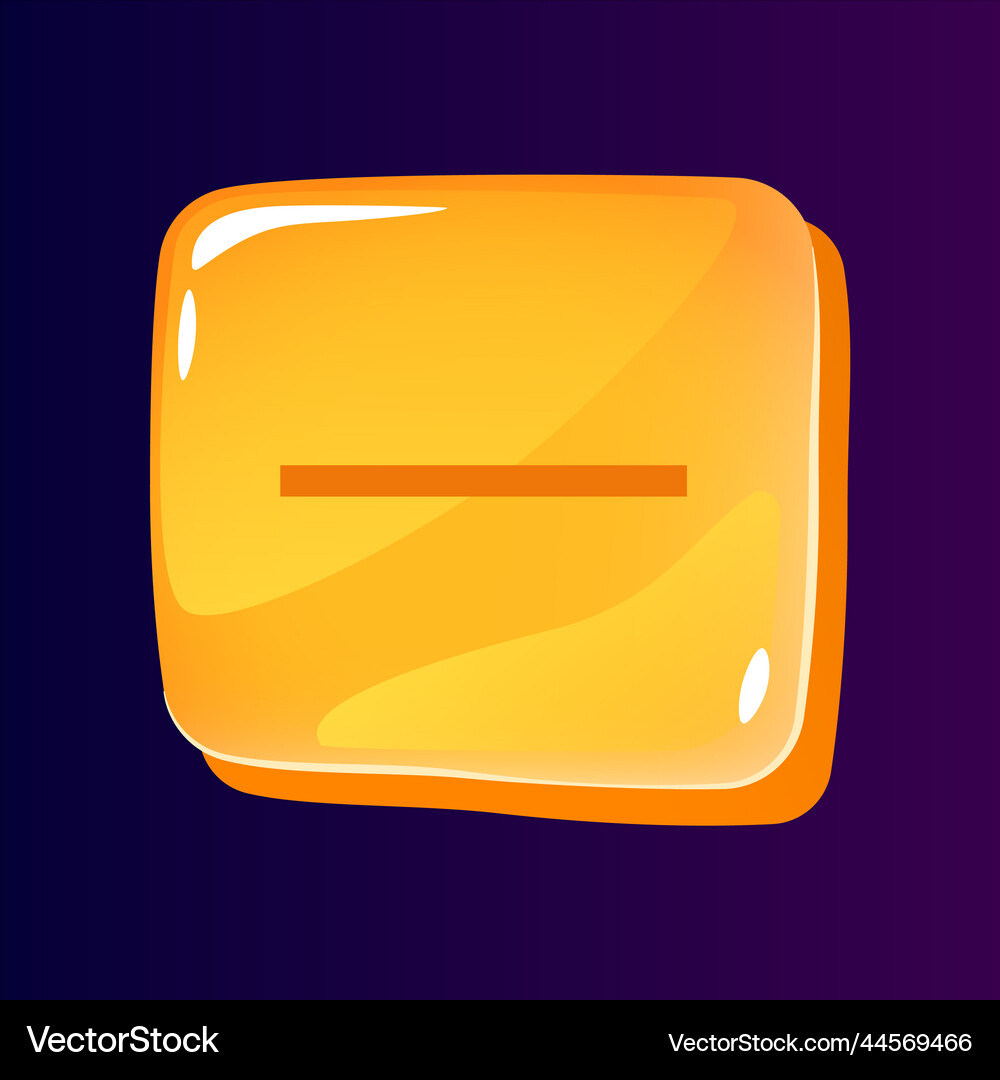 Minus sign glossy ui button with pixelated icon Vector Image