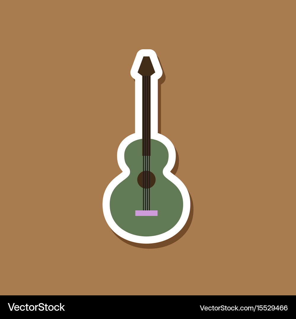 Paper sticker on stylish background guitar Vector Image
