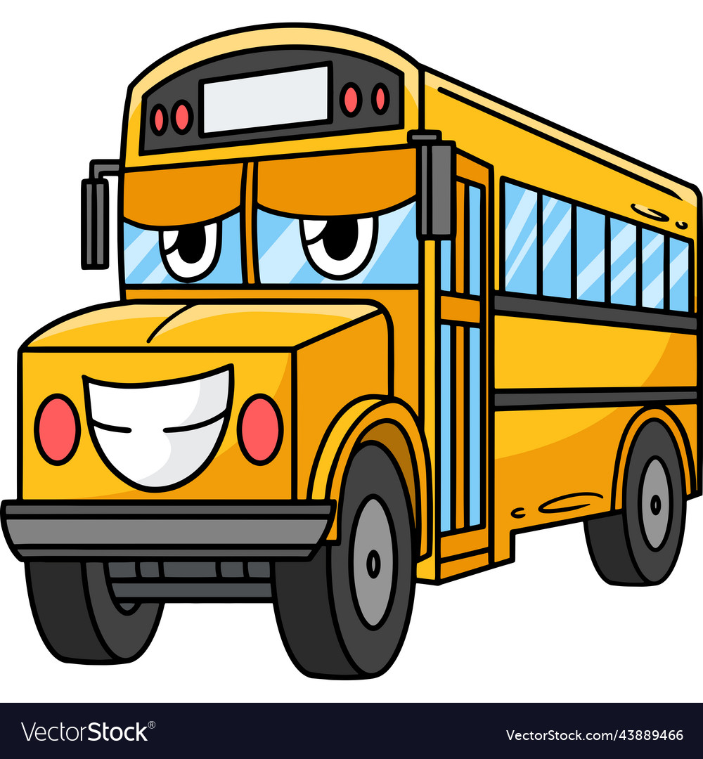 School bus with face vehicle cartoon clipart Vector Image