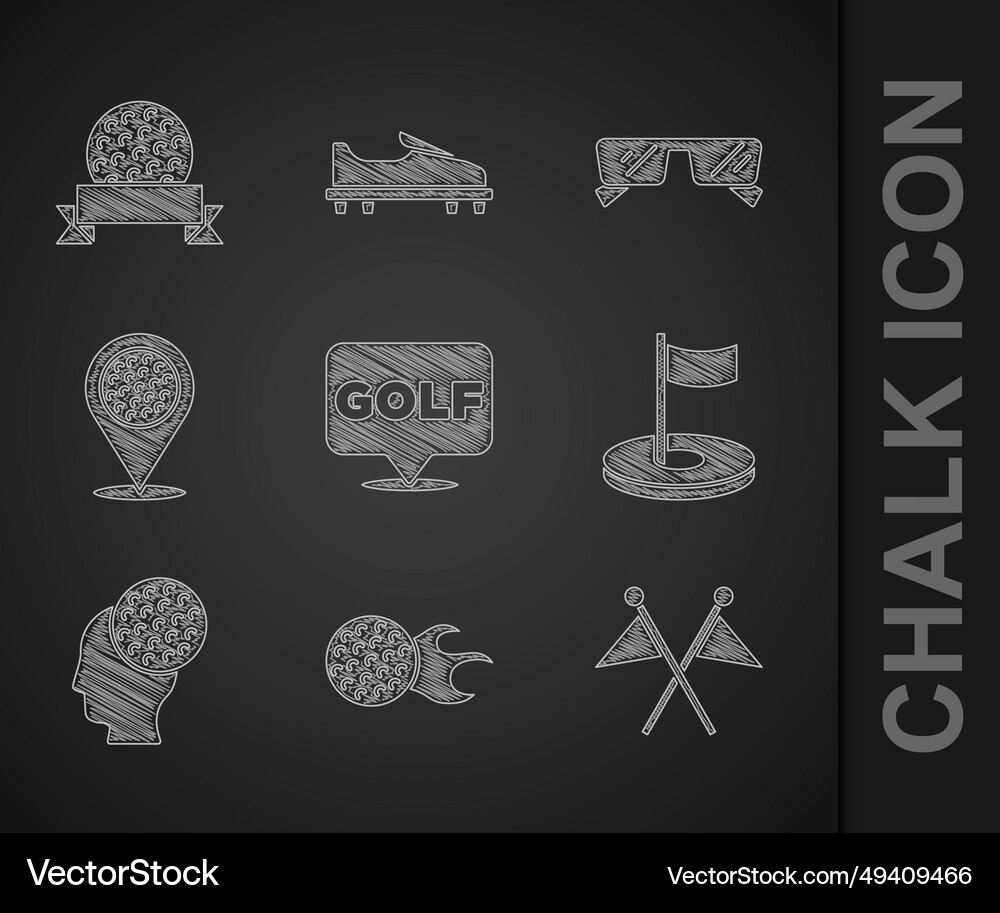 Set golf label ball flag hole with location golf Vector Image
