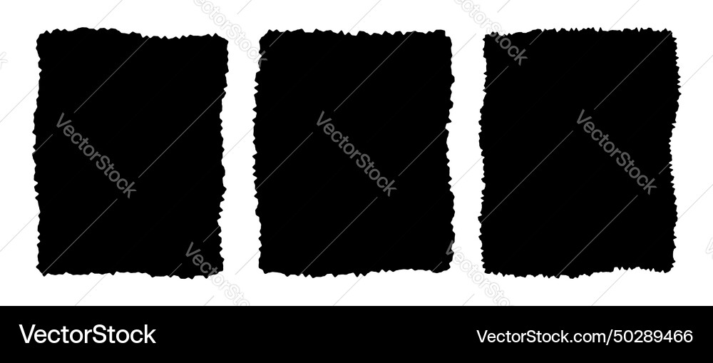 Set of torn paper pieces textures black rectangle Vector Image