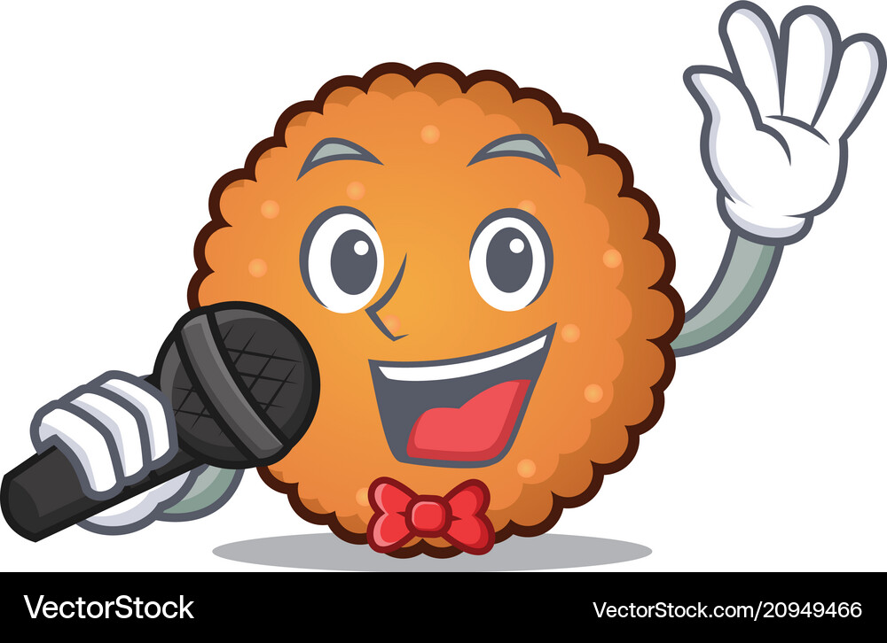Singing Cookie Mascot - Cartoon Style Royalty Free Vector