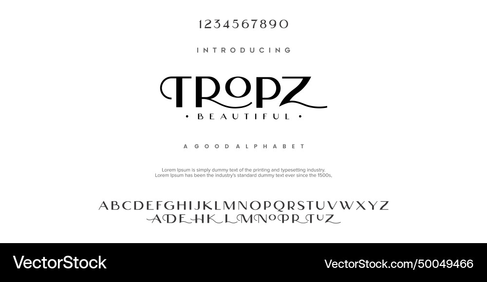 Tropz alphabet font typography Royalty Free Vector Image