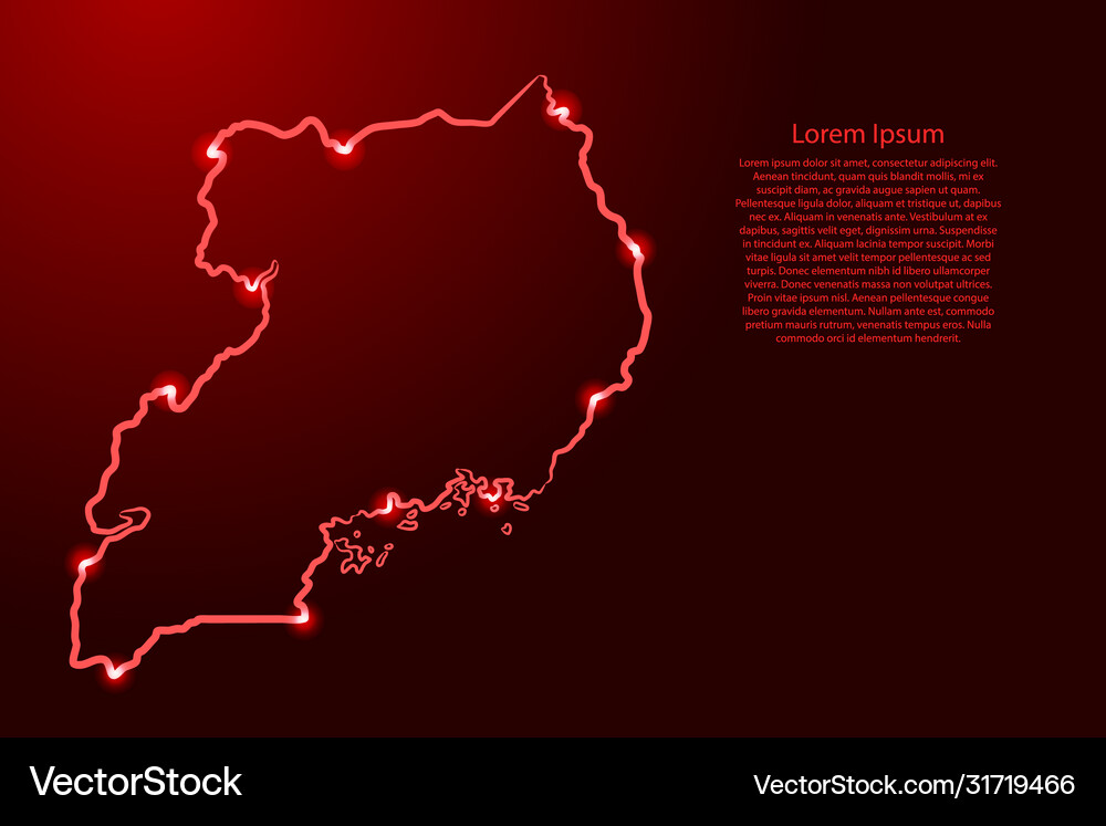 Uganda map from contour red brush lines Royalty Free Vector