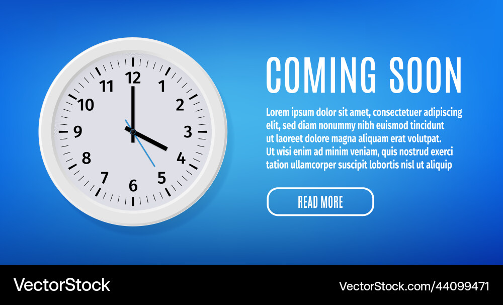 3d clock banner coming soon alarm app icon Vector Image