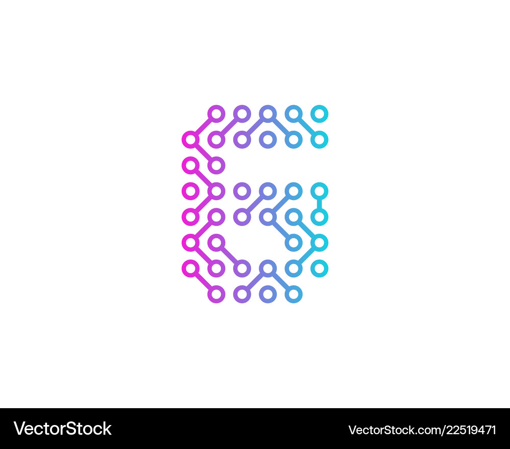 6 circuit technology letter and number logo icon Vector Image