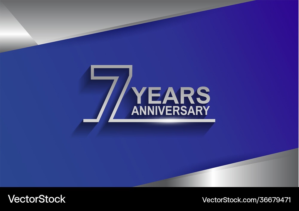 7 years anniversary silver color line style Vector Image