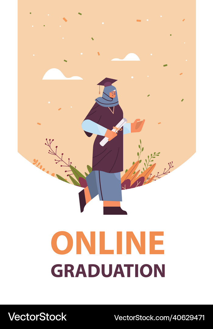 Arab graduated student arabic female graduate Vector Image
