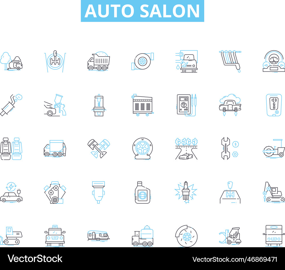 Auto salon linear icons set luxury exotic Vector Image