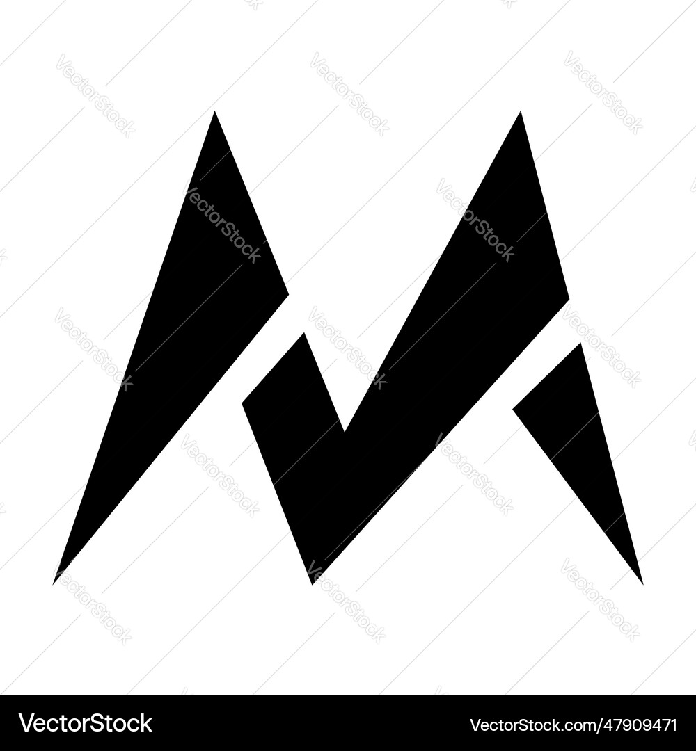 Black pointy tipped letter m icon Royalty Free Vector Image