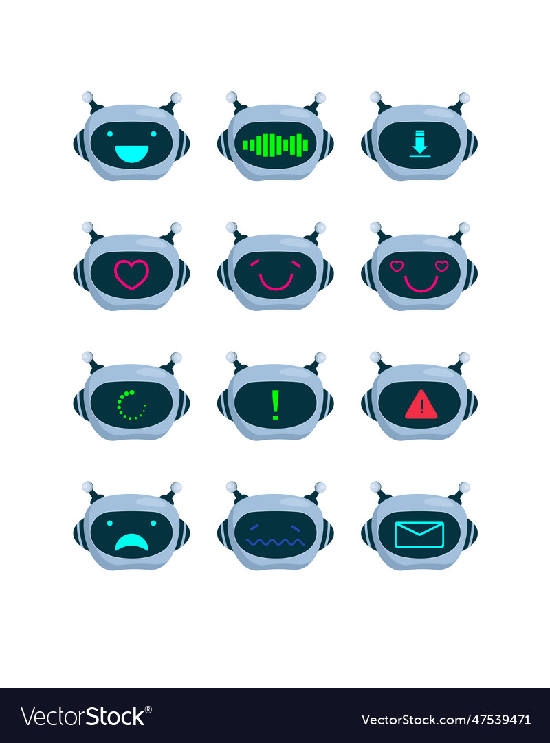 Bot faces set Royalty Free Vector Image - VectorStock