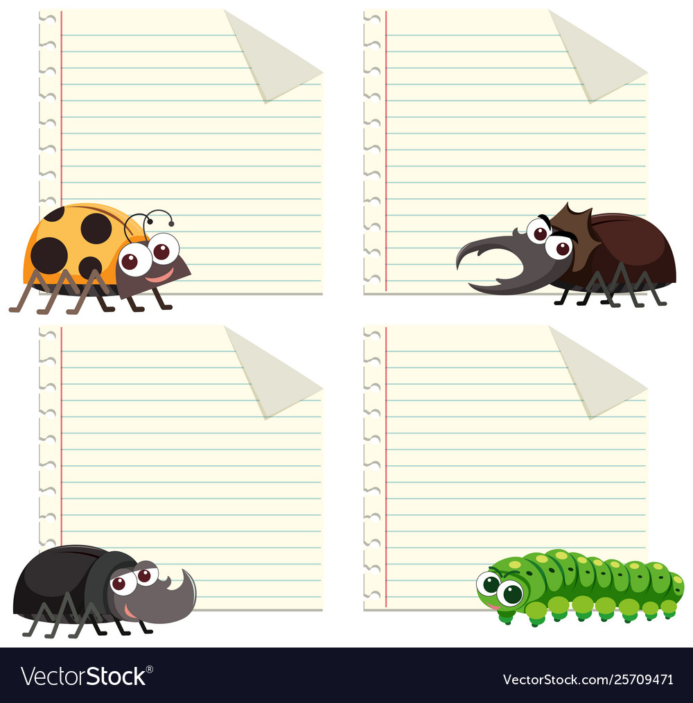 Bug on note template Royalty Free Vector Image