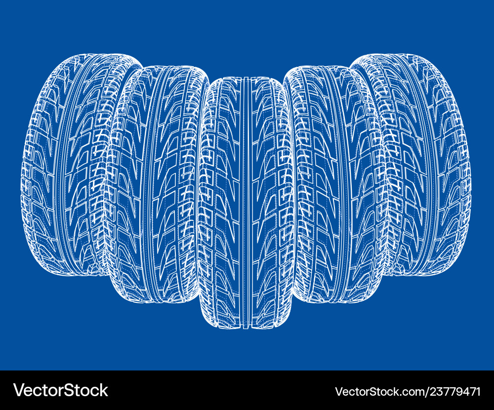 Car tires concept rendering of 3d Royalty Free Vector Image