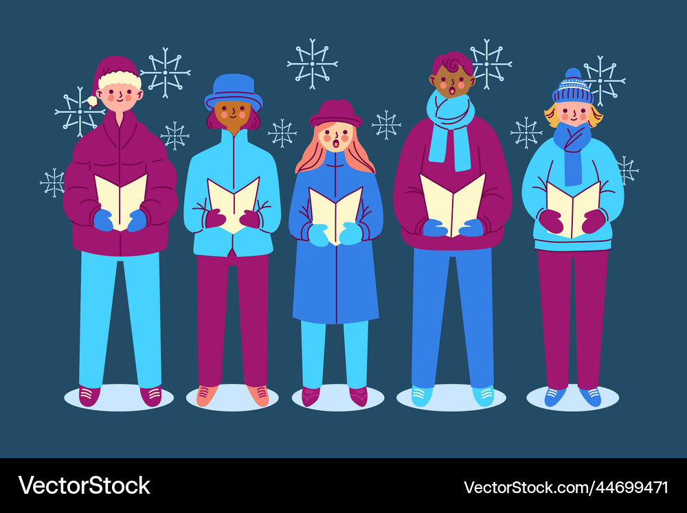 Choir people singing christmas carol design Vector Image