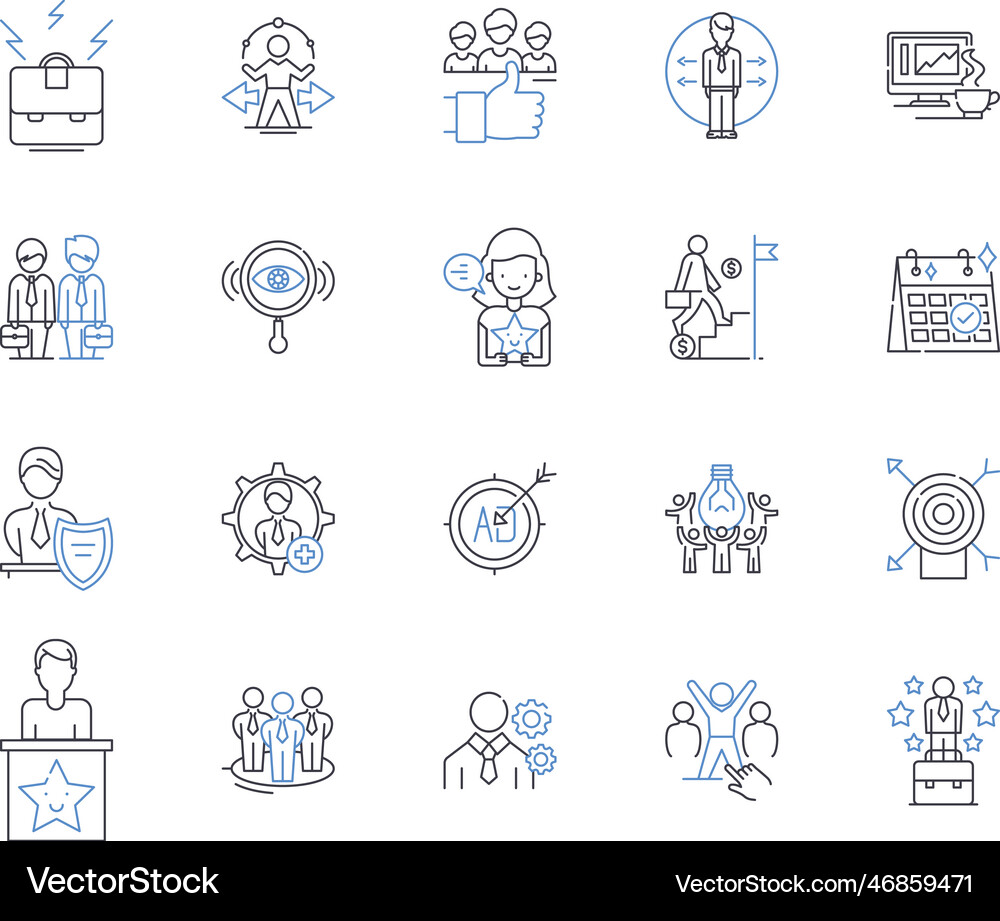 Communication hub line icons collection connect Vector Image