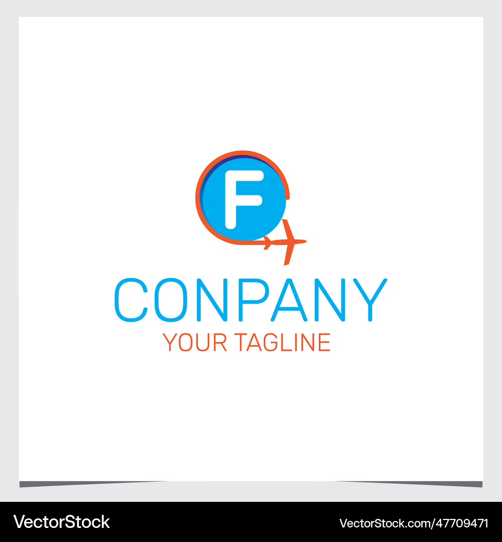 F logo design travel logo premium elegant Vector Image