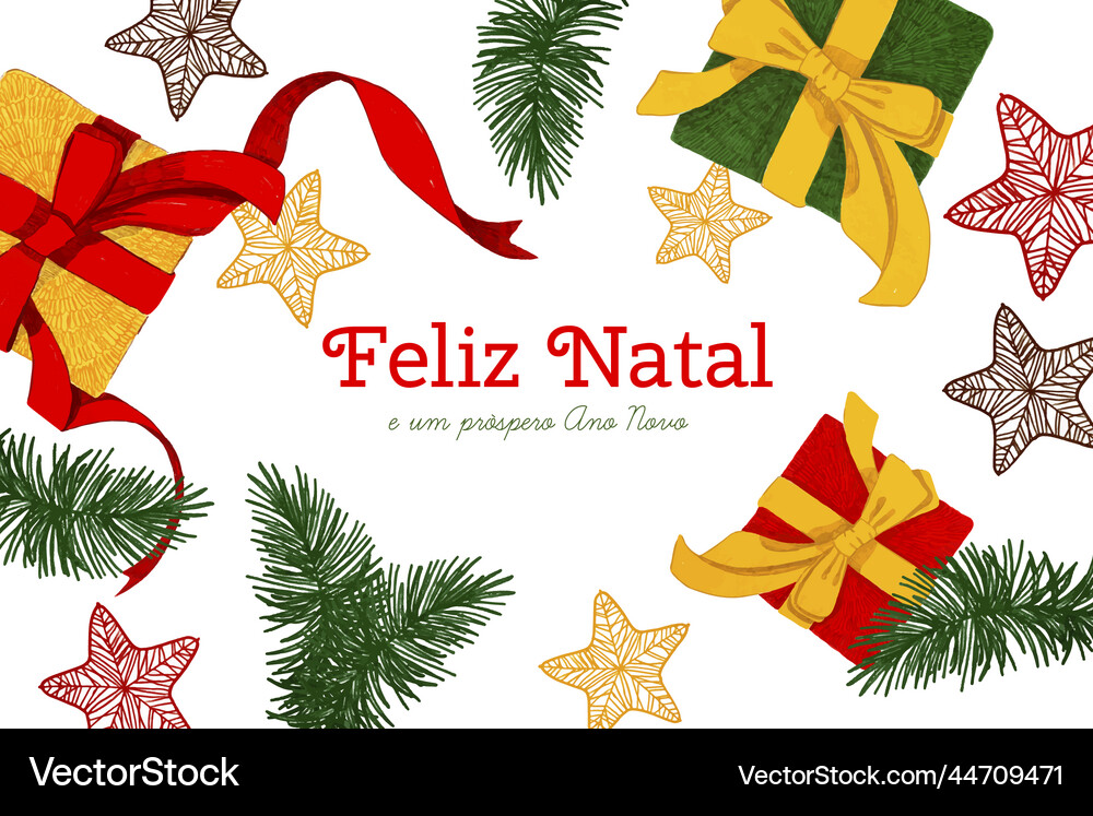 Hand drawn feliz natal design Royalty Free Vector Image