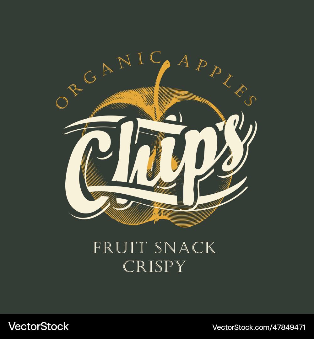 Label banner packaging for apple chips Royalty Free Vector