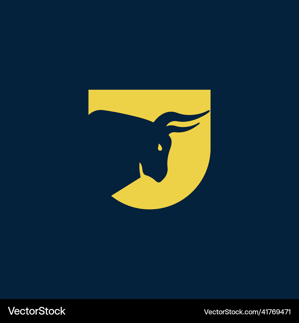 Letter u creative head buffalo bull elegant logo Vector Image