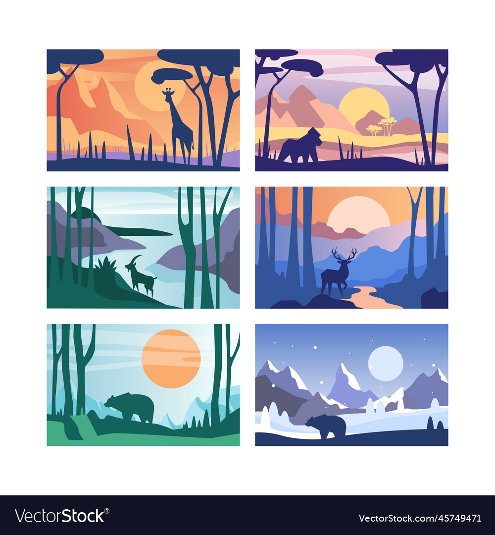 Nature scene and landscape view with trees Vector Image