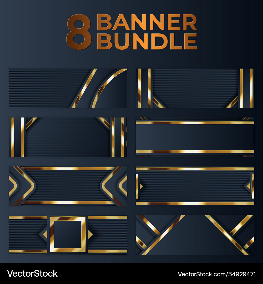 Set gold banner design with minimalist modern Vector Image