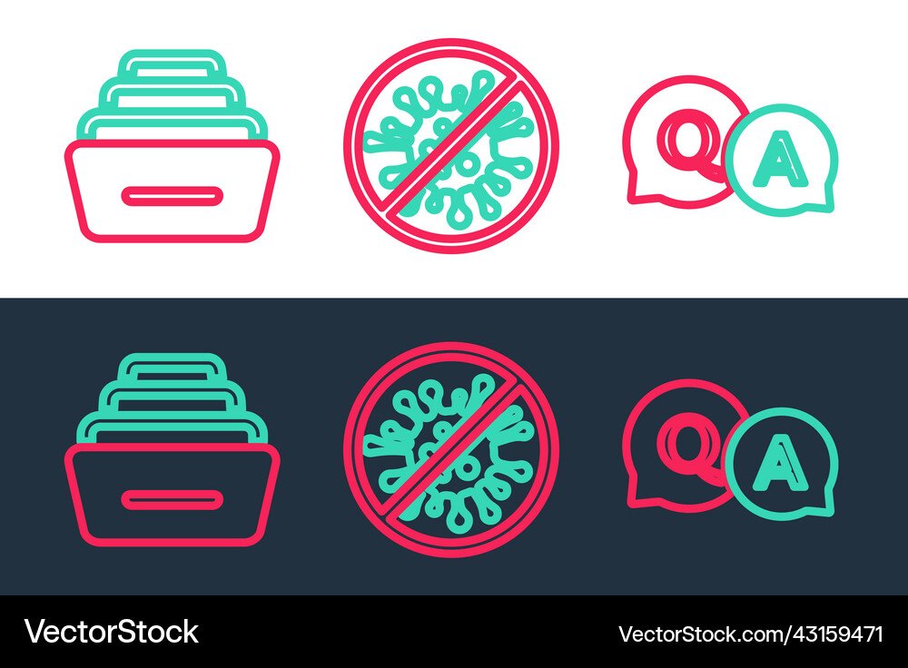 Set line question and answer drawer Royalty Free Vector