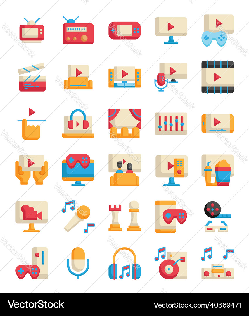 Set of entertainment flat icon Royalty Free Vector Image