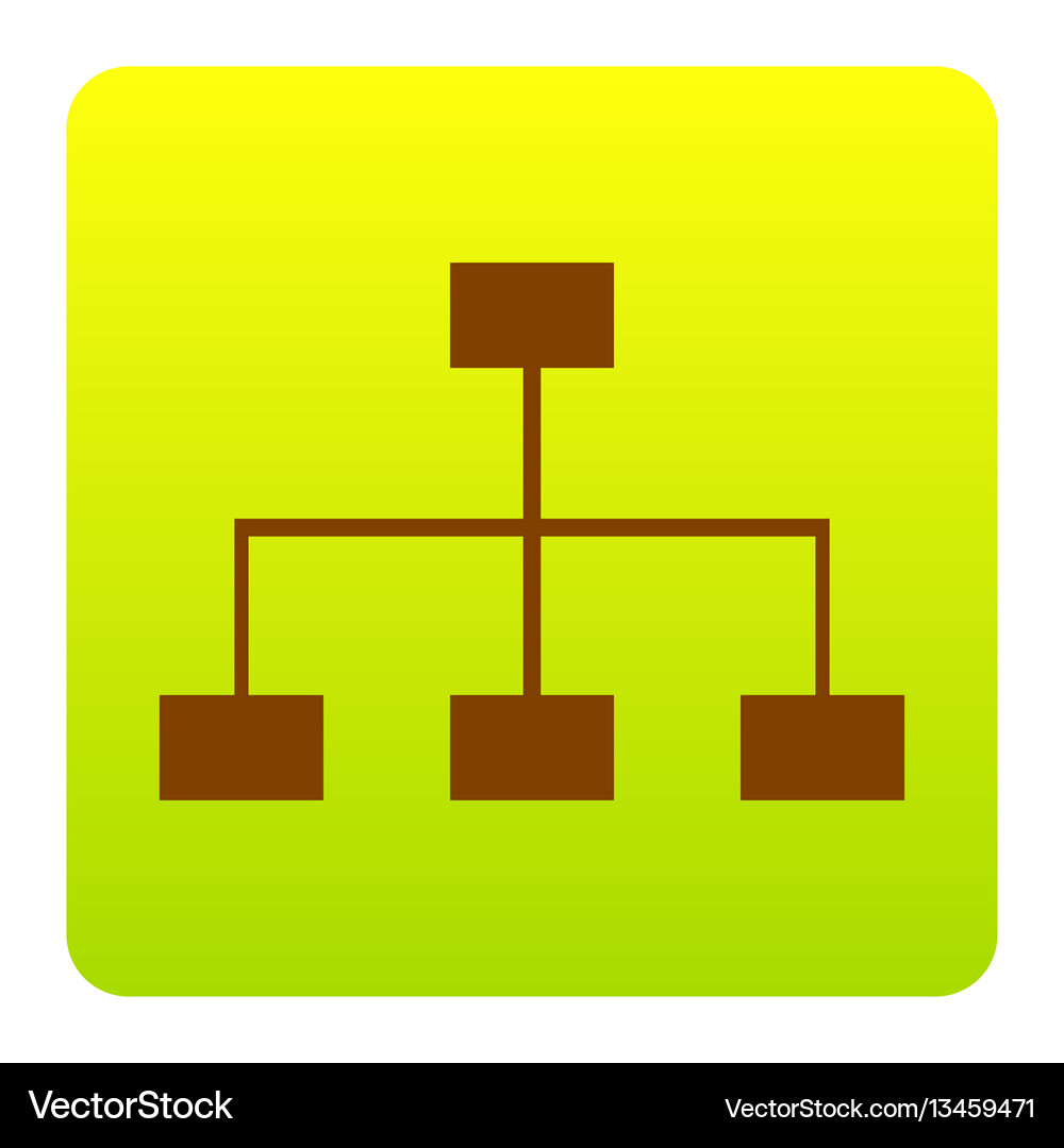 Site map sign brown icon at green-yellow Vector Image