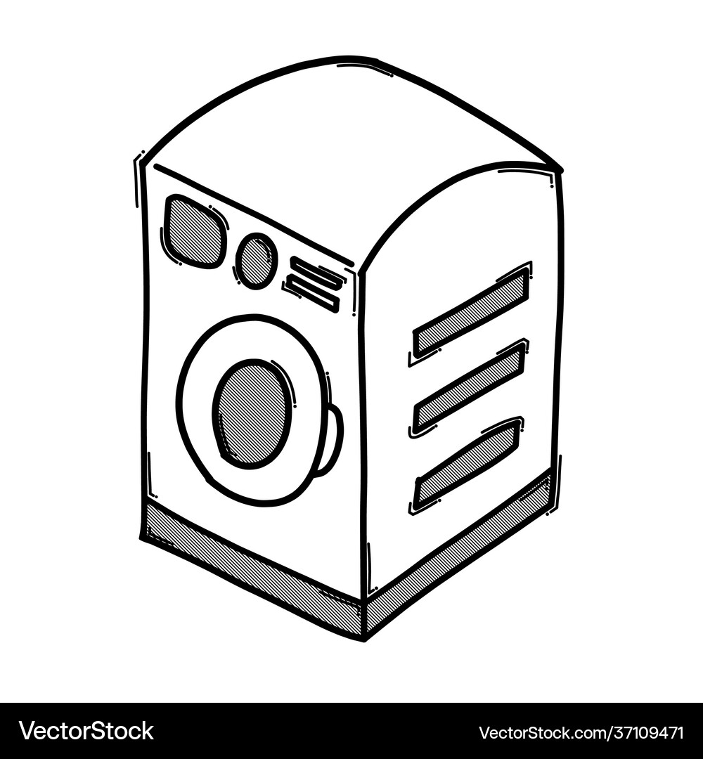 Washing machine doodle icon drawing sketch hand Vector Image