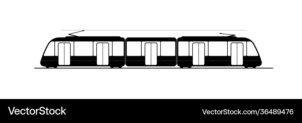 Black profile modern city tram logo Royalty Free Vector