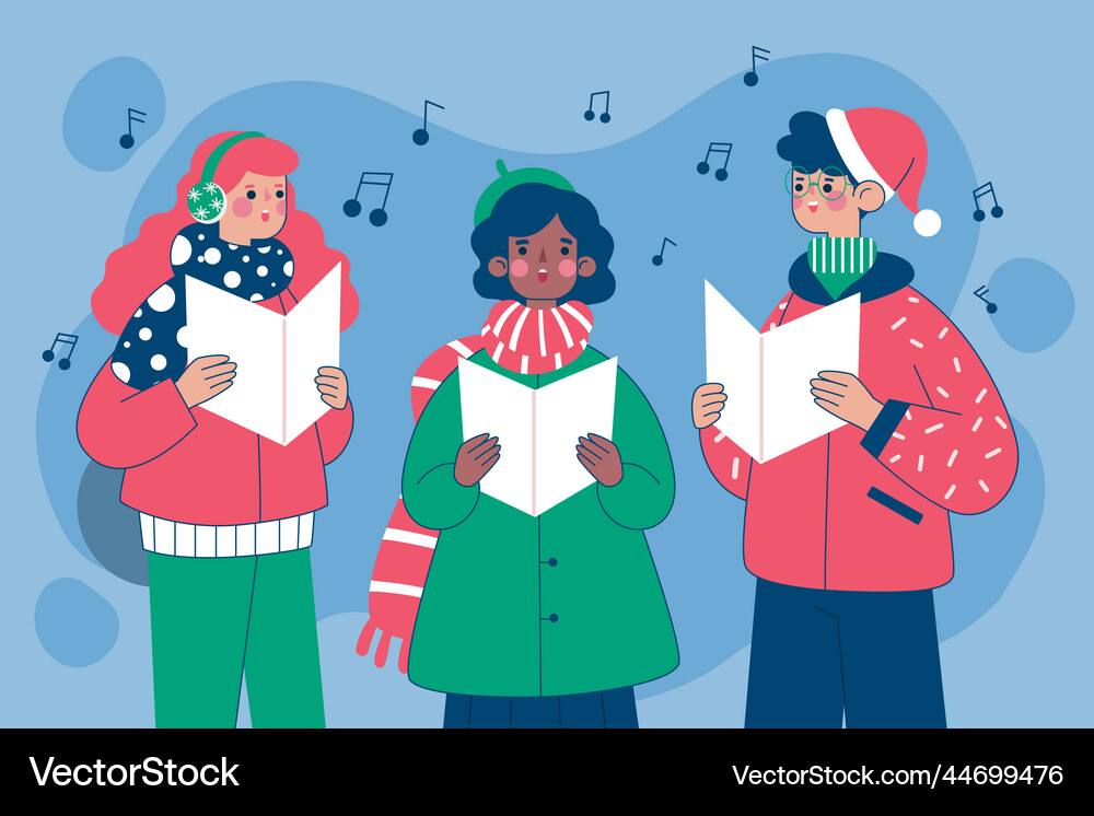 Choir people singing christmas carol design Vector Image