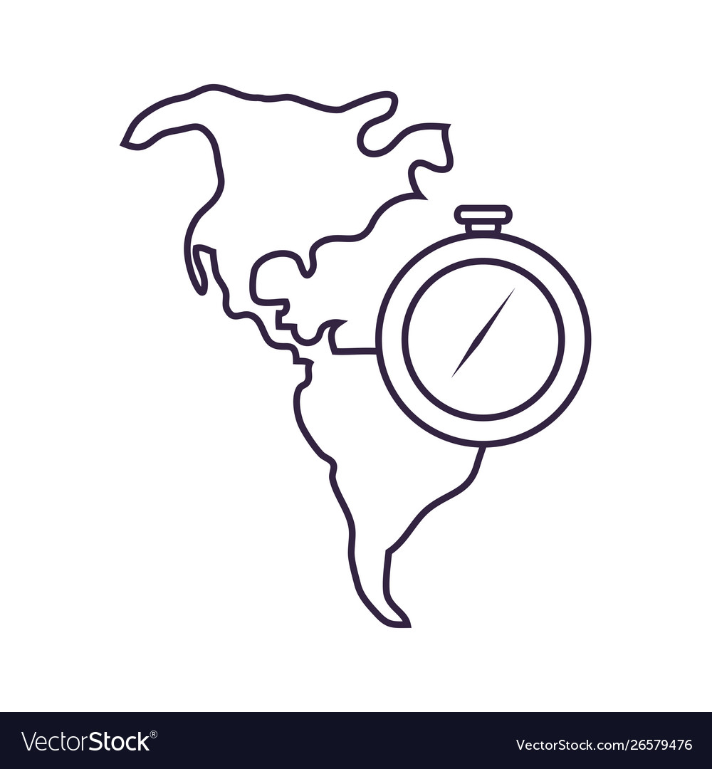Compass guide device with map continent Royalty Free Vector