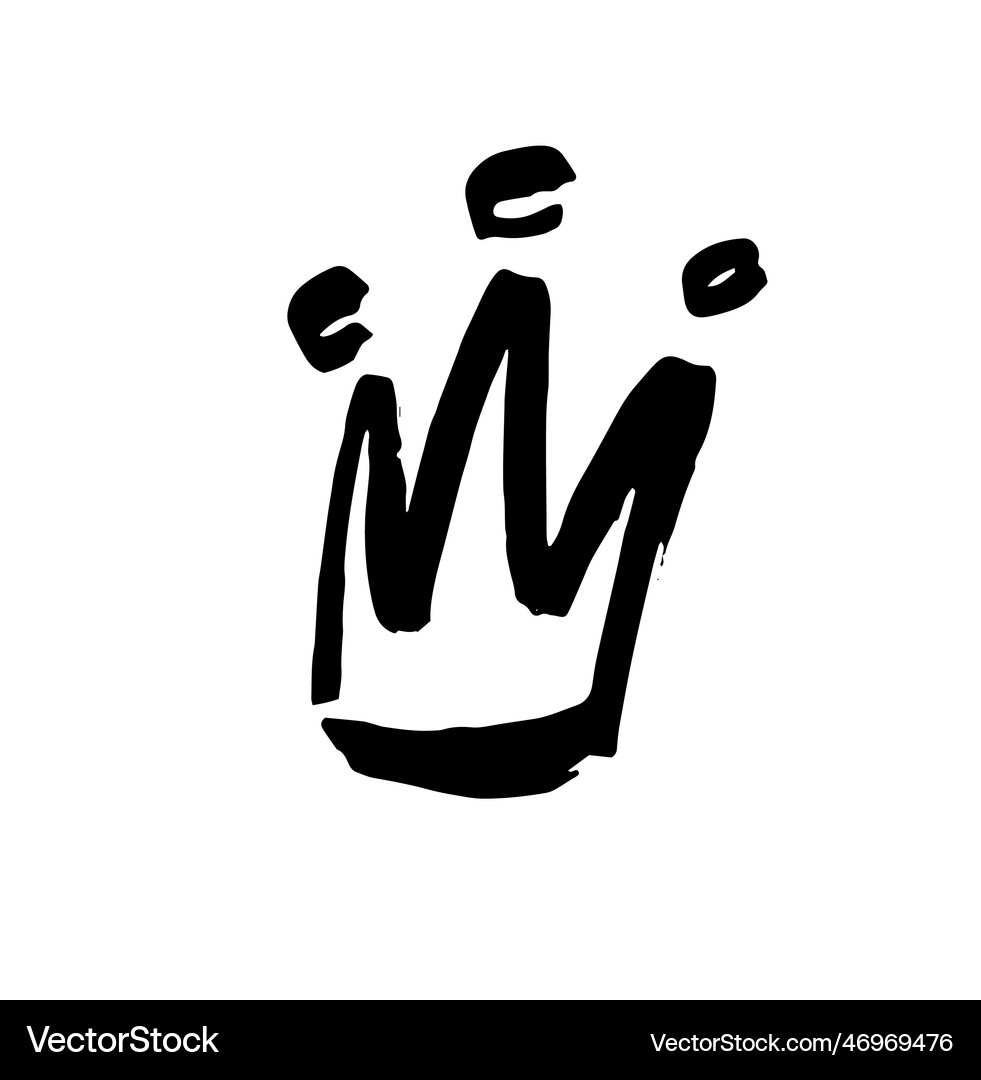 Crown doodle icon modern brush ink isolated Vector Image