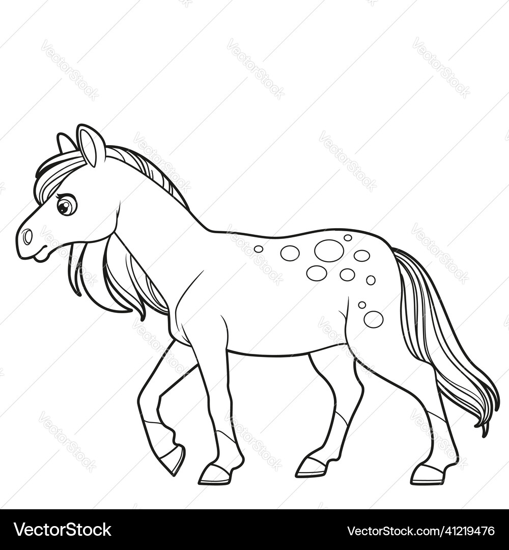 Cute cartoon horse outlines isolated on white Vector Image