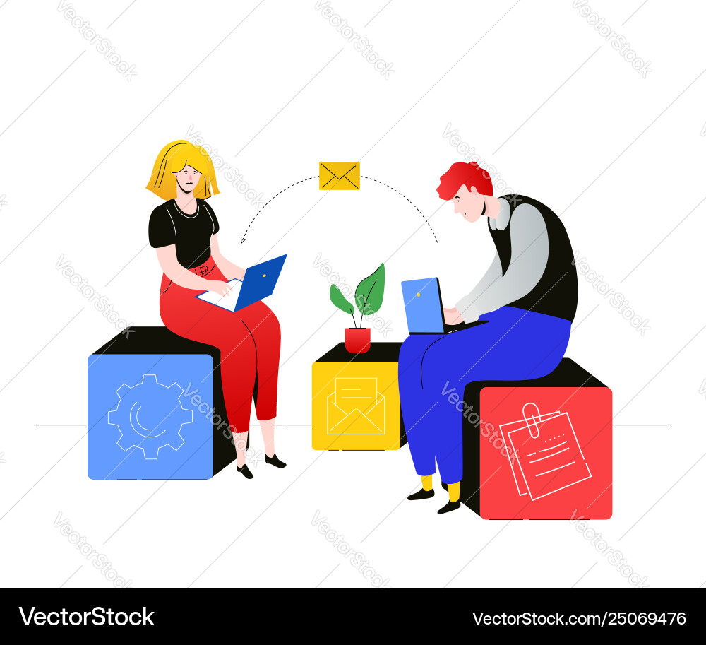 Data exchange - flat design style colorful Vector Image