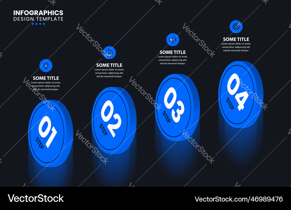 Infographic template 4 blue coins with numbers Vector Image