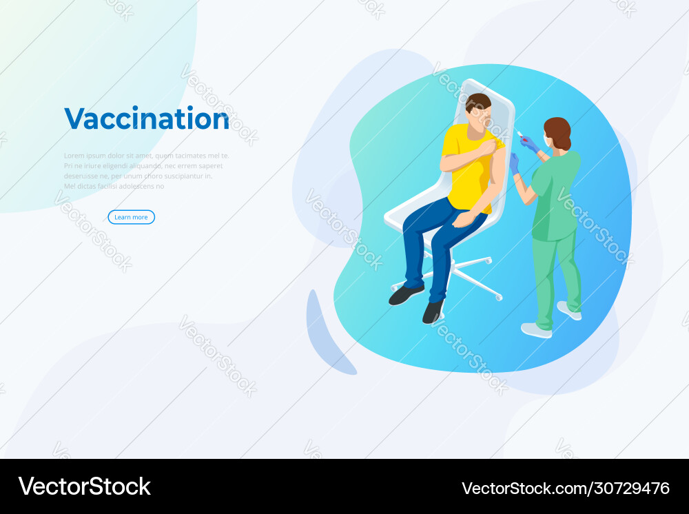 Isometric time to vaccinate concept doctor Vector Image