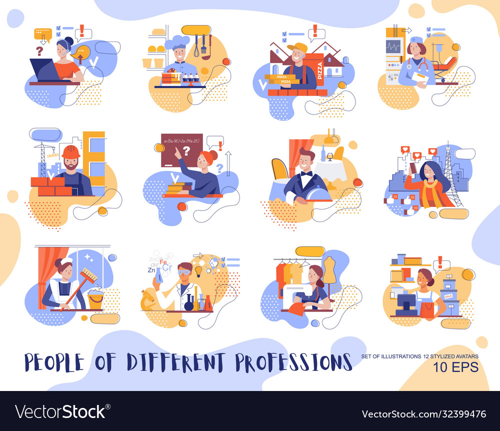 People different professions a set Royalty Free Vector Image
