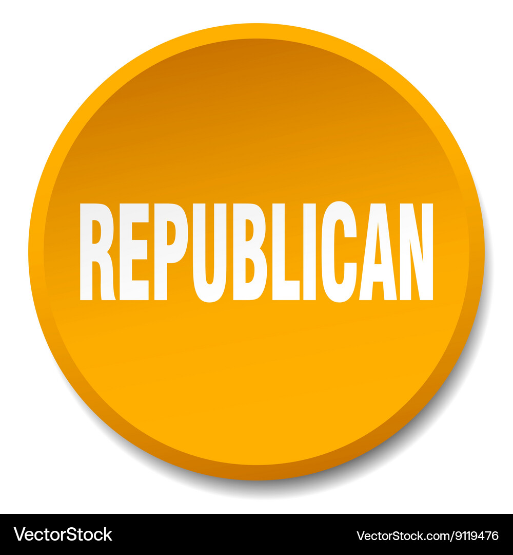Republican orange round flat isolated push button Vector Image