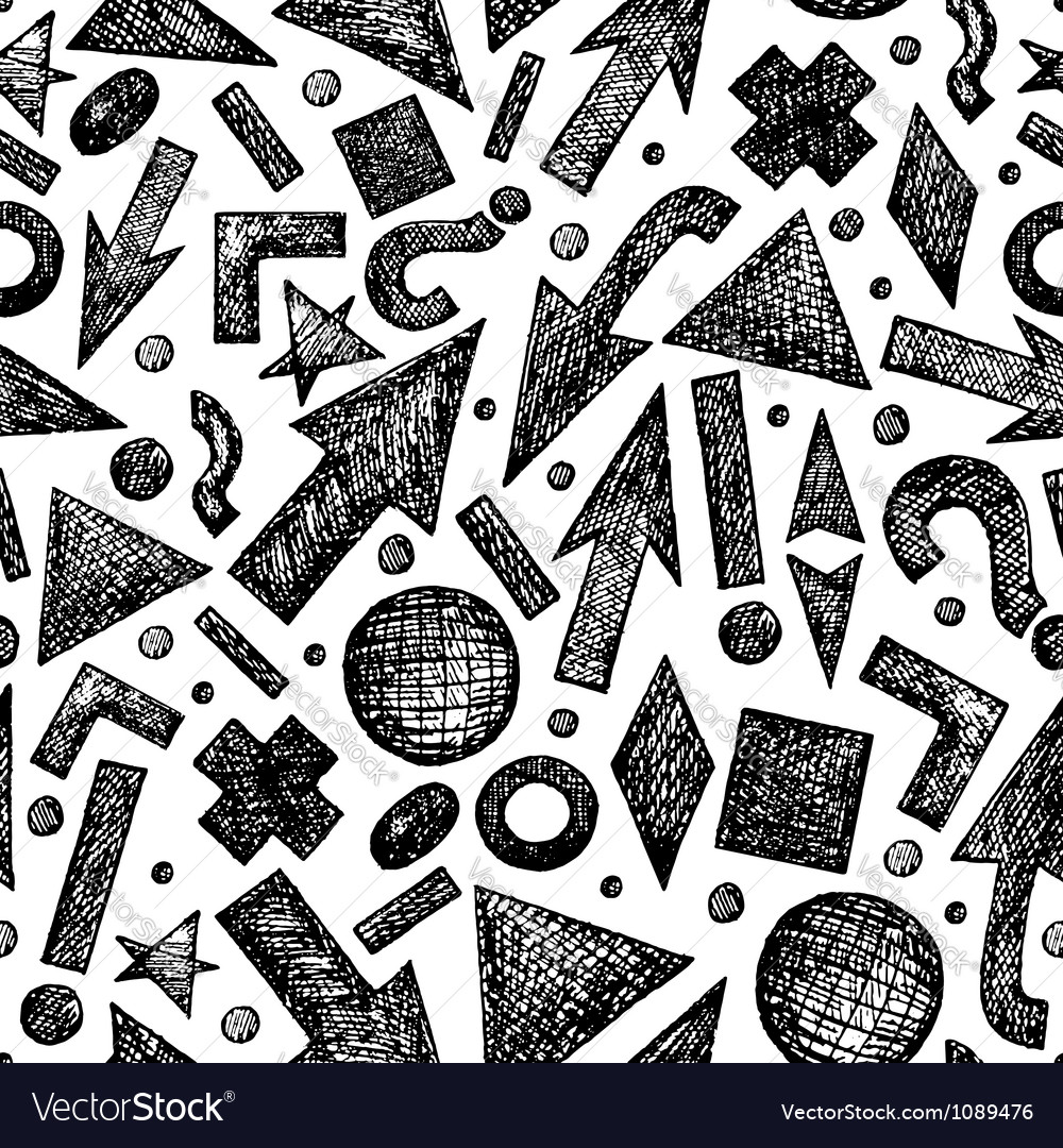 Seamless pattern with sketchy objects Royalty Free Vector