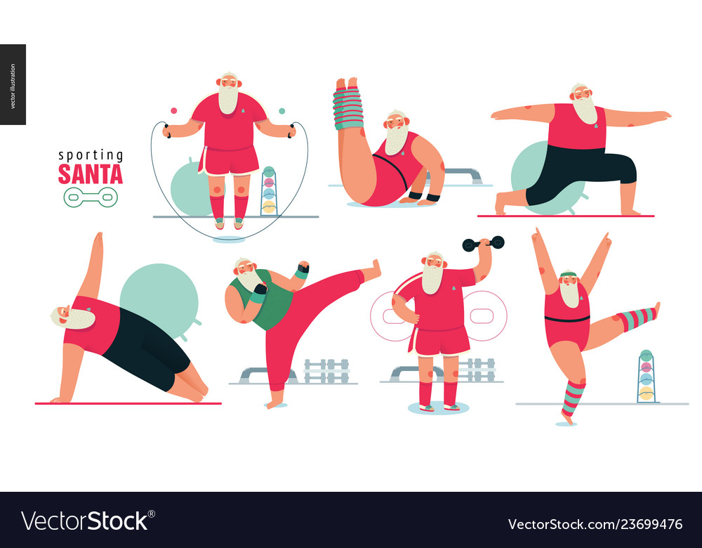 Sporting Santa Gym Exercises Royalty Free Vector Image