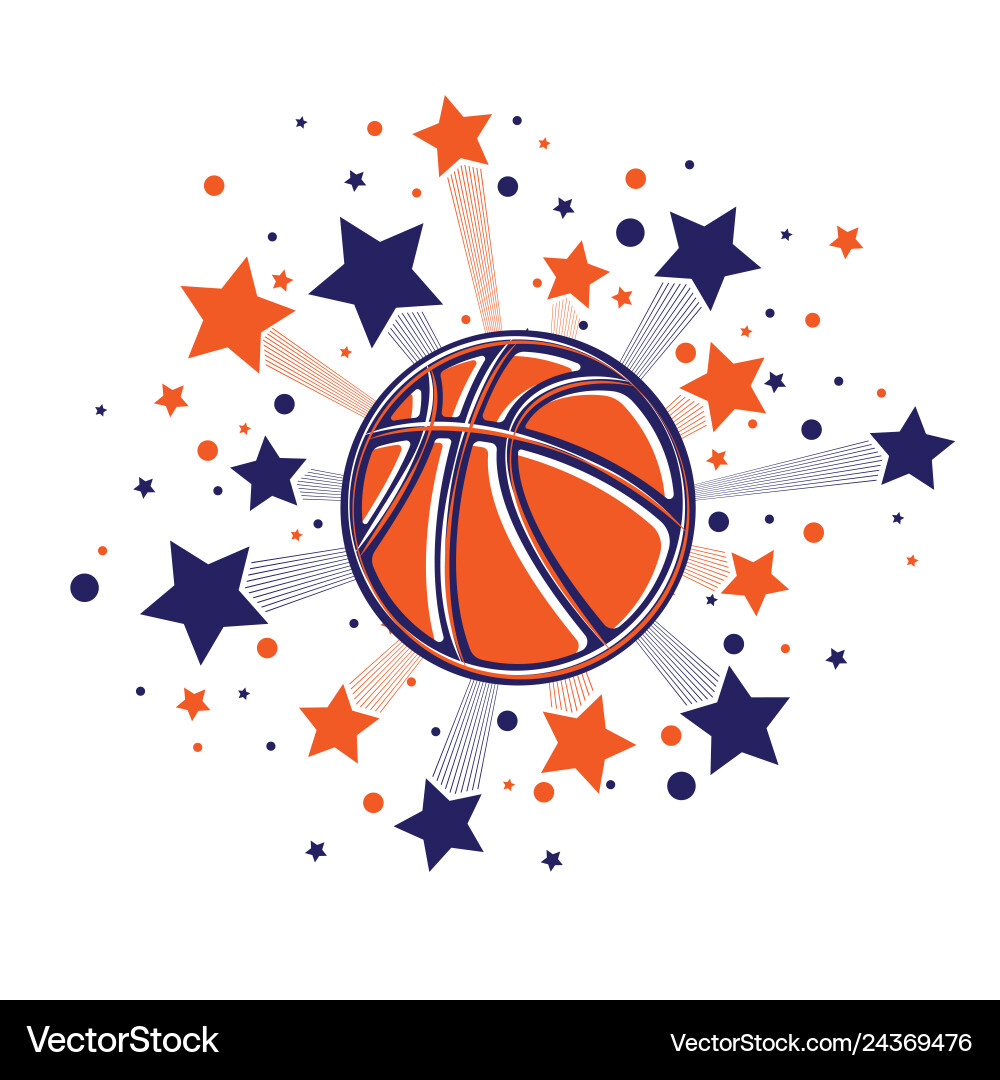 Stars fireworks basketball Royalty Free Vector Image
