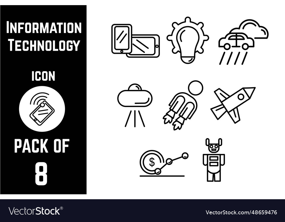 Technology devices icon pack bundle lineart Vector Image